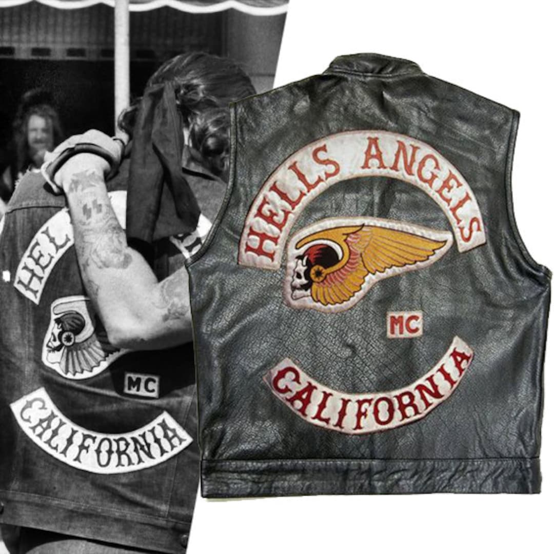 Hells Angels Leather Vest, Real Leather Motorcycle Apparel, Handcrafted ...