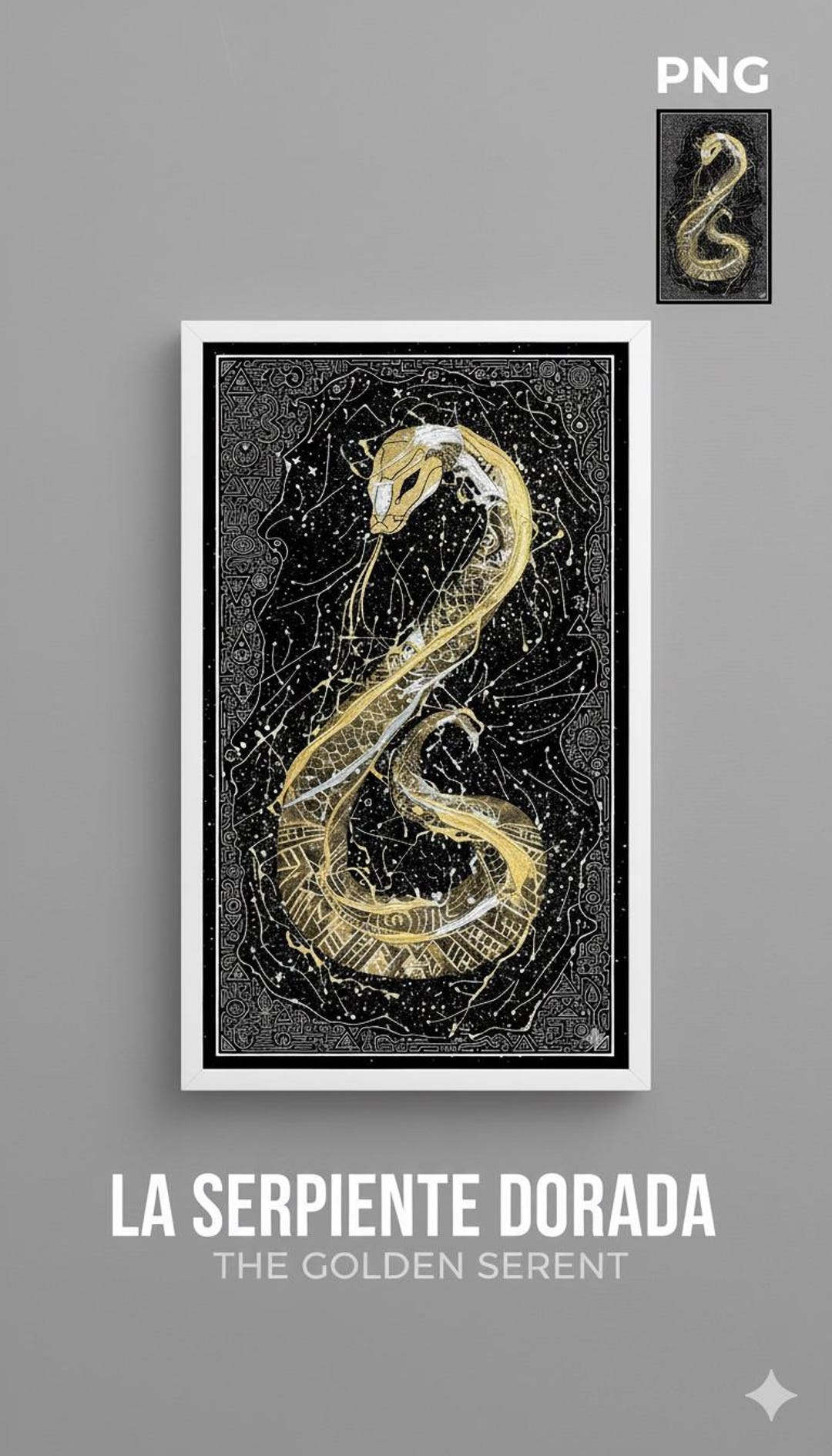 The Golden Serpent – Vertical Digital Art Print – White Correction ...