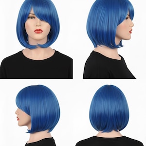 Maniquí Clipart (4 Perfiles) / Peluca Color Azul Bob / 4 PNG Estilo ...