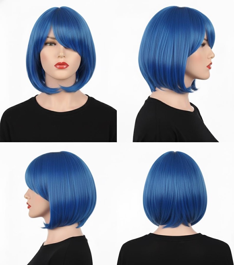 Maniquí Clipart (4 Perfiles) / Peluca Color Azul Bob / 4 PNG Estilo ...