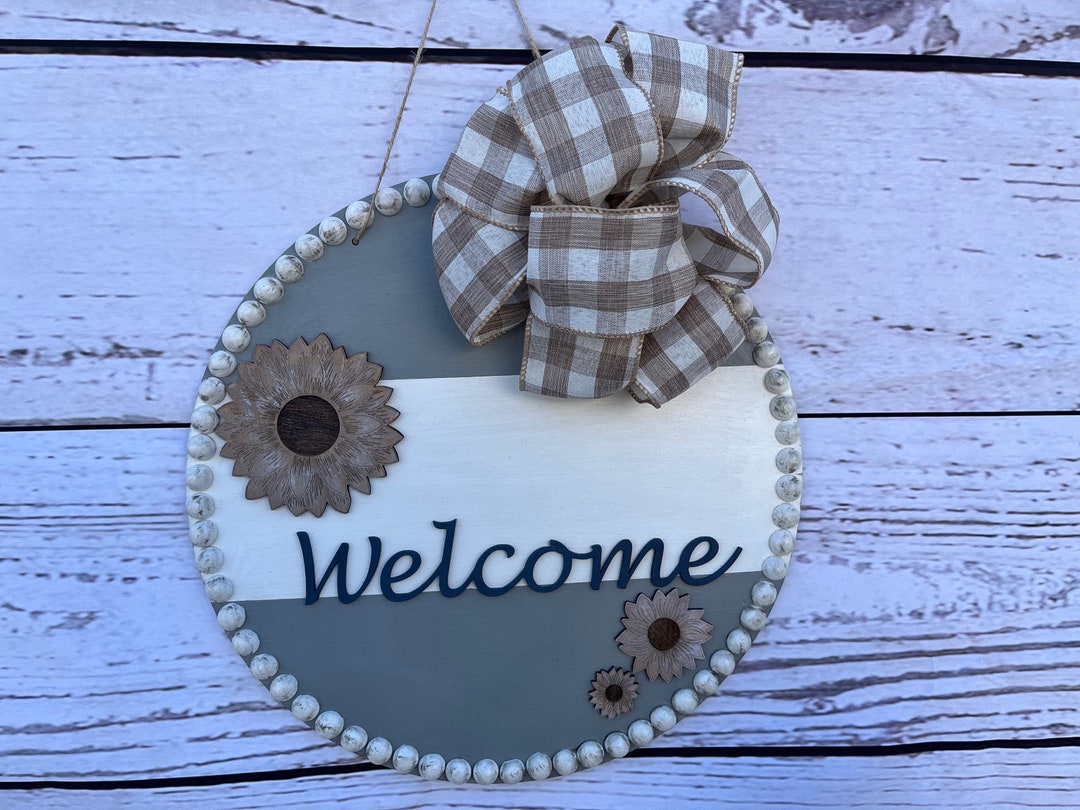 Sage Green Distressed Welcome Door Hanger/sign - Etsy