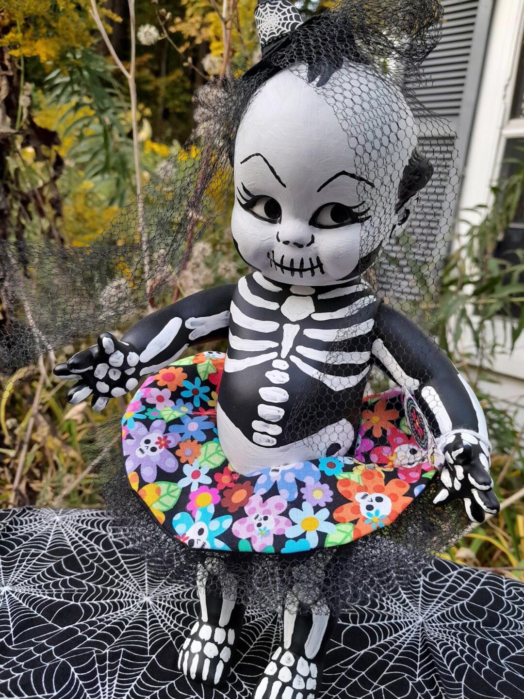 Halloween Kewpie Witch Skeleton Doll Hand Painted Gothic Horror Day of ...