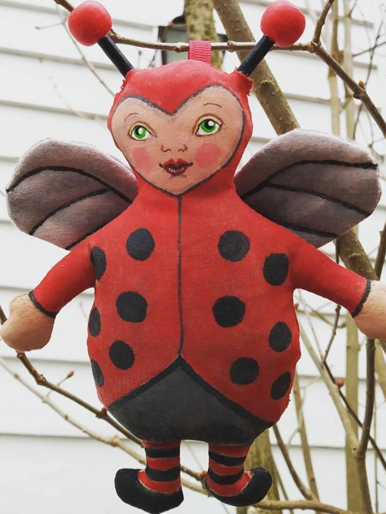 Love Bug Doll Valentine's Day Lady Bug Hand Painted - Etsy