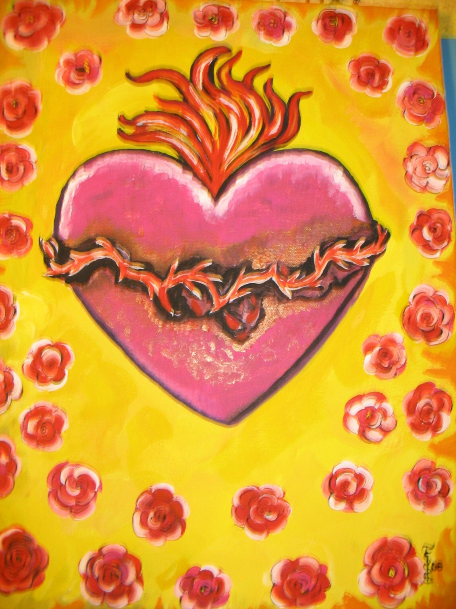 Valentine's Day Sacred Heart Art Cards Set of 4 Handmade | Etsy