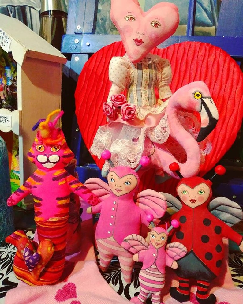 Love Bug Valentine Doll Hand Painted Liddle Biddle Stuffed | Etsy