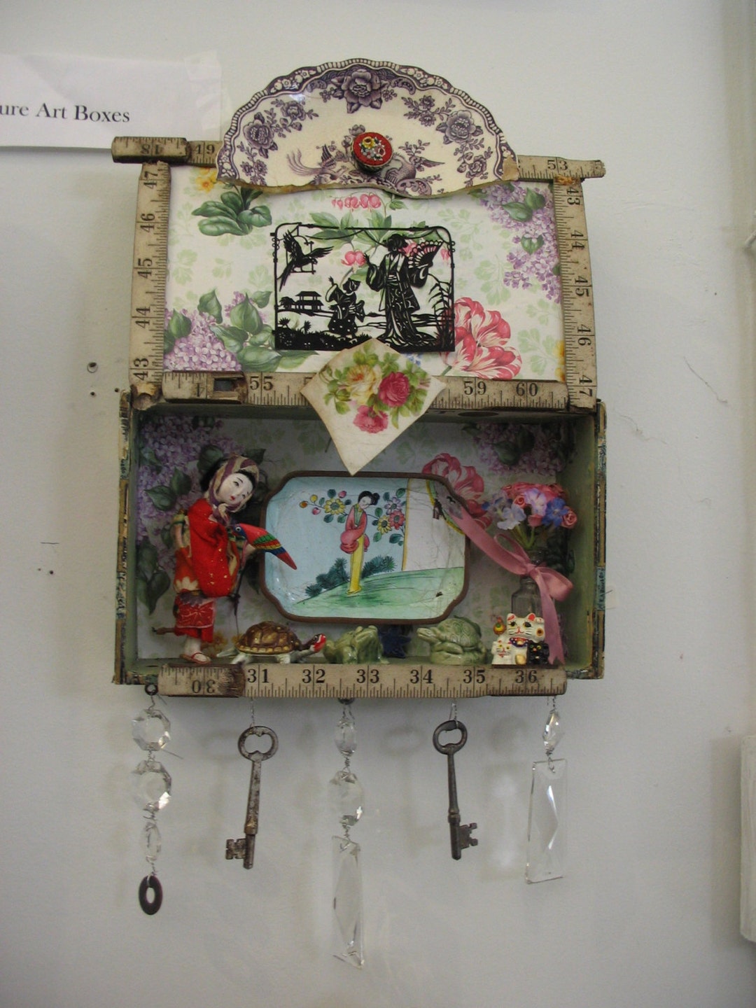 Vintage Japanese Themed Box Assemblage/treasure Art Collage Keepsake ...