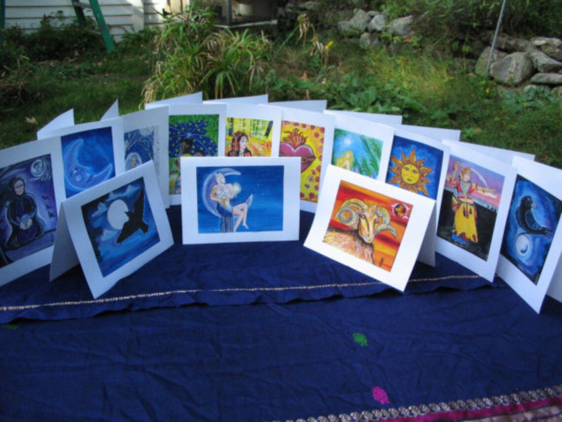 Valentine's Day Sacred Heart Art Cards Set of 4 Handmade | Etsy