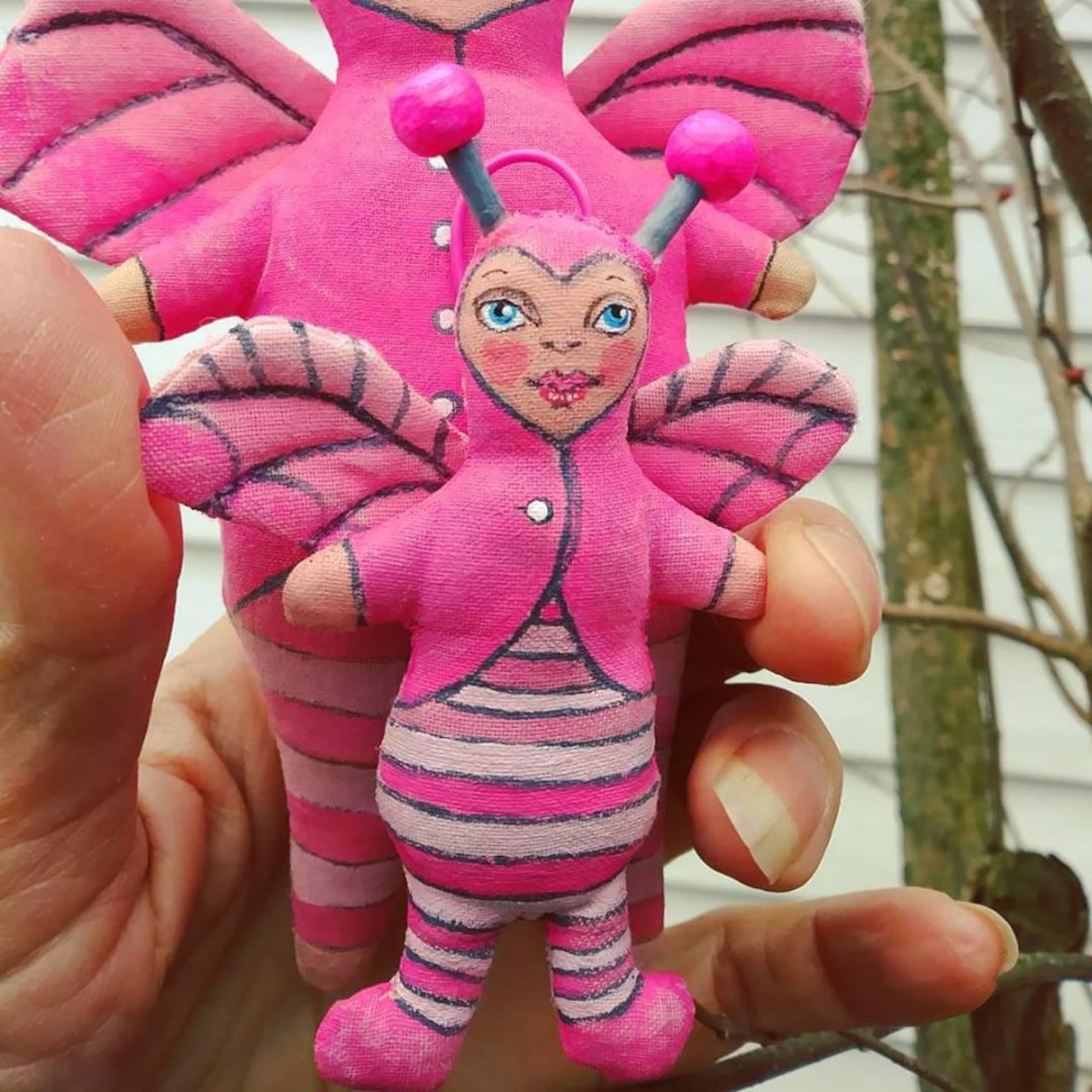 Love Bug Valentine Doll Hand Painted Liddle Biddle Stuffed Plushie Folk ...