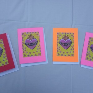 Valentine's Day Sacred Heart Art Cards Set of 4 Handmade Cards 2 With ...