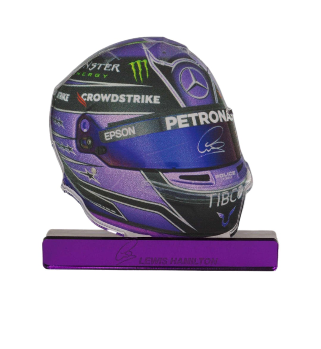 Helmet Lewis Hamilton With Purple Metallic Signature Plexiglass Flat ...