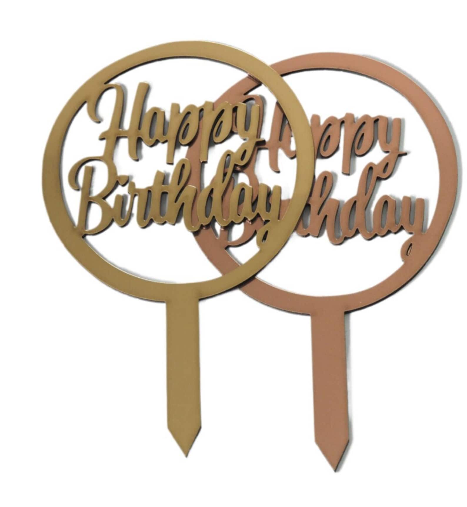 Happy Birthday in Round Outline Topper Cake Plexiglass 140x90mm - Etsy