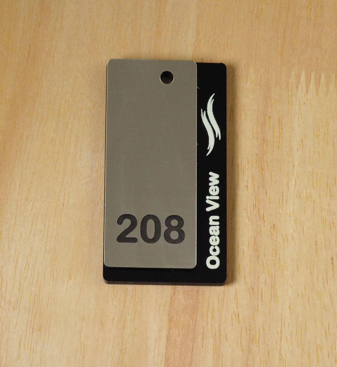 Premium Rectangular Hotel Room Key Tags Silver and Black Base Acrylic ...