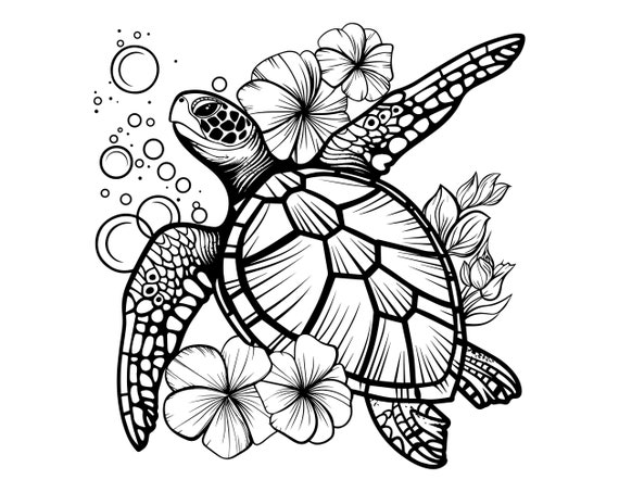 Outline Of Sea Turtles Geometric Turtle Outline Art Print, Low Poly