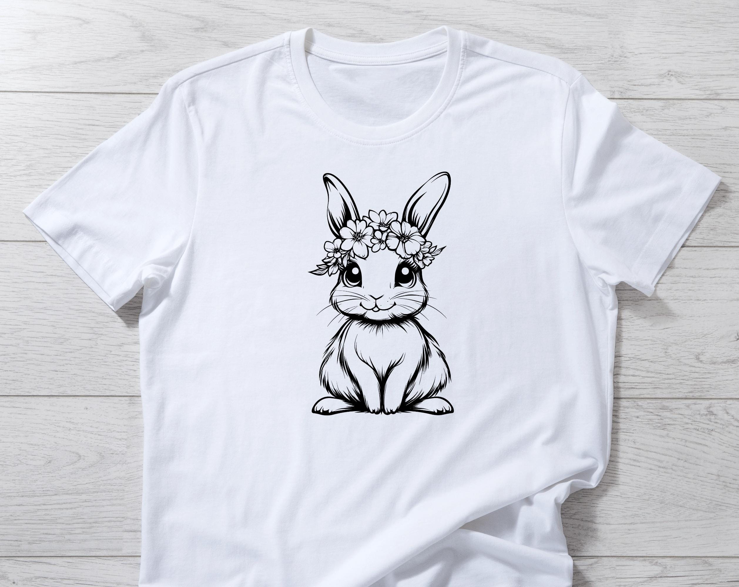 Bunny Svg, Cute Bunny Svg, Cute Floral Bunny Clipart, Bunny Clipart ...