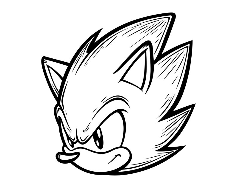 Sonic Svg, Sonic Head Svg, Sonic Outline Svg, Sonic Head Outline SVG ...