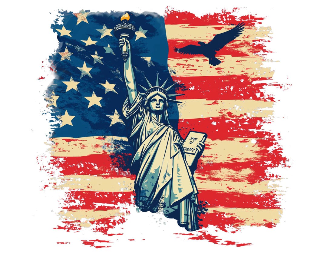 Statue of Liberty With American Flag PNG Patriotic USA Digital Art ...