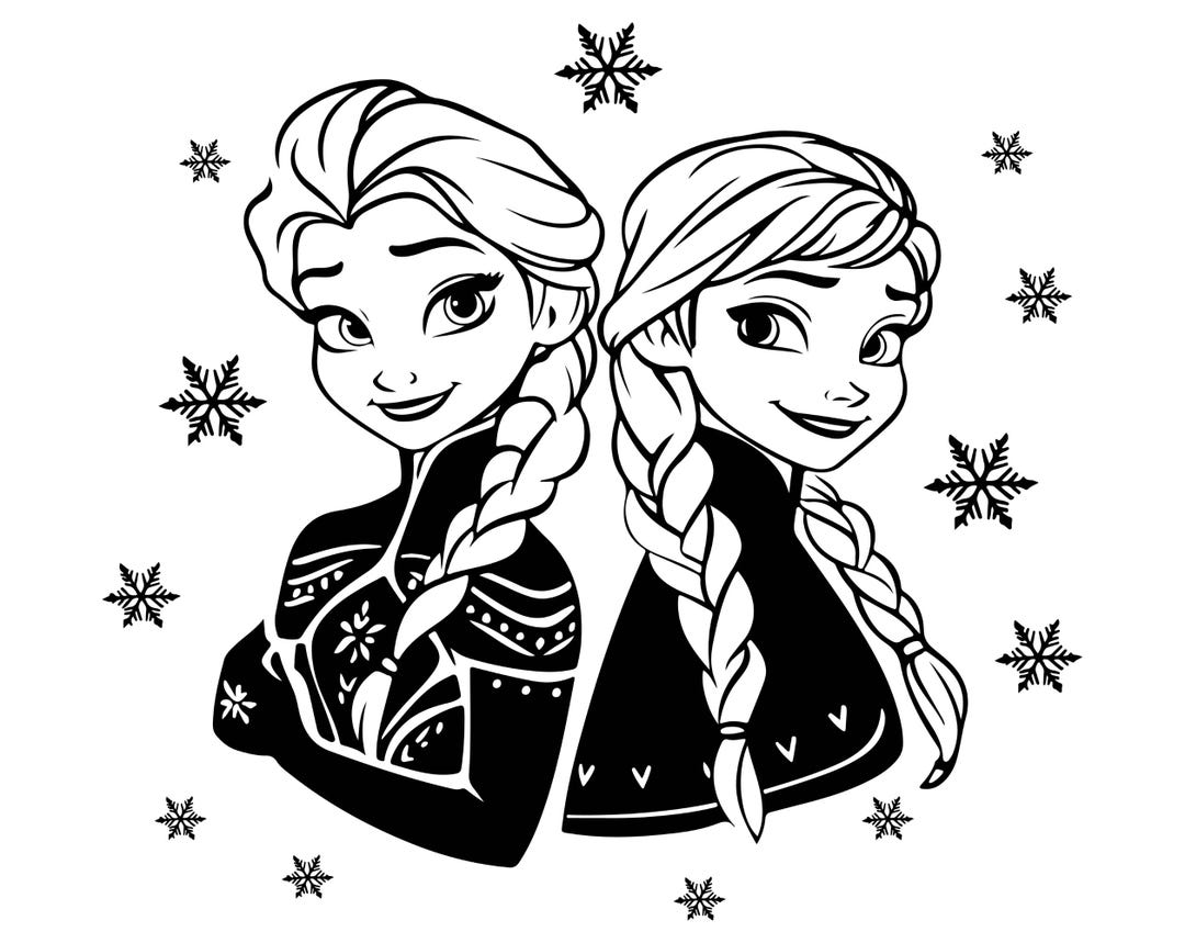 Elsa and Anna Svg, Elsa Svg, Anna Svg, Elsa Outline, Anna Outline ...