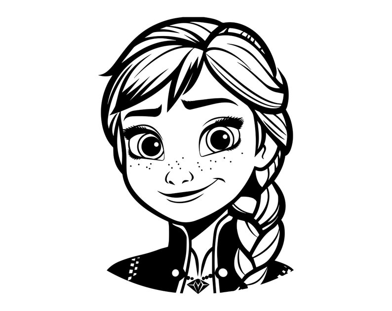 Anna Svg, Frozen Anna Svg, Frozen Anna Png, Frozen Anna Outline Svg ...