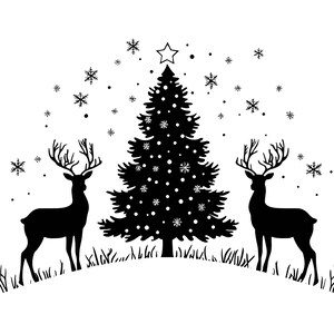 Christmas Svg, Christmas Tree and Reindeers Svg and Png, Christmas ...