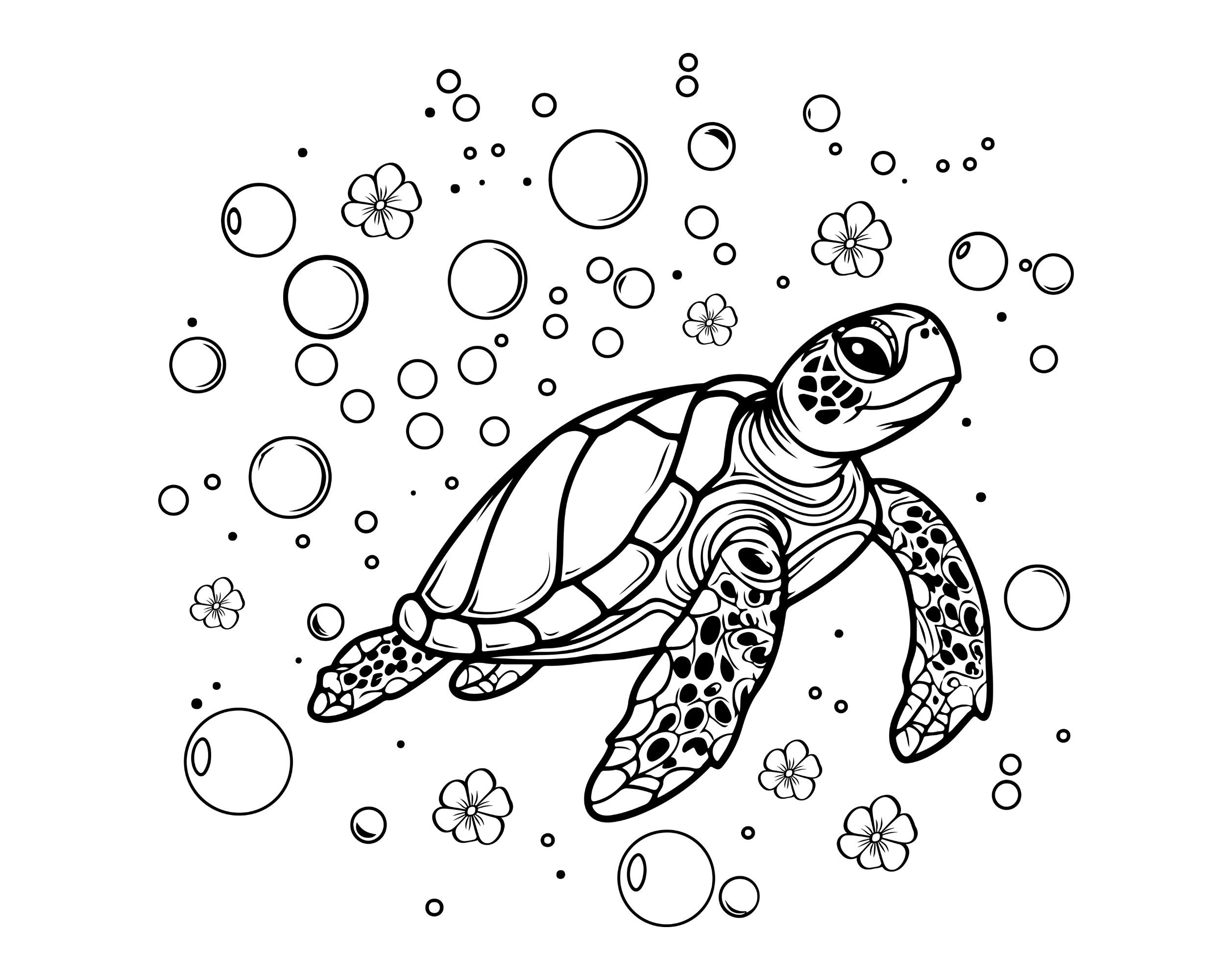 Turtle Svg, Floral Sea Turtle Svg, Turtle Outline Svg, Sea Turtle Svg ...