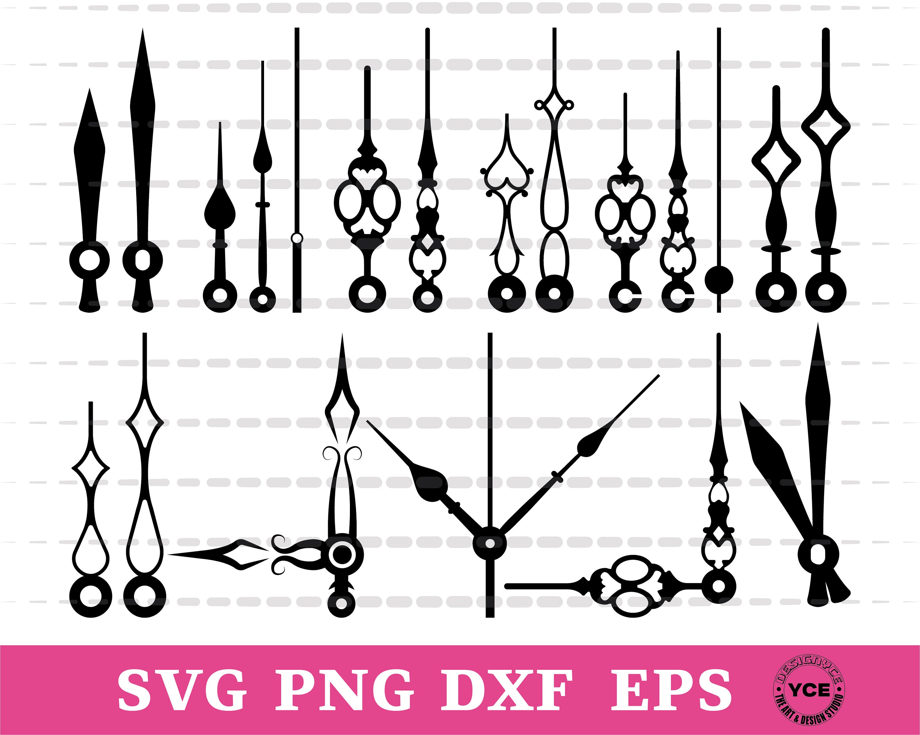 Clock Hands SVG, Clock Hands Vector, Silhouette, Cricut File, Clipart ...