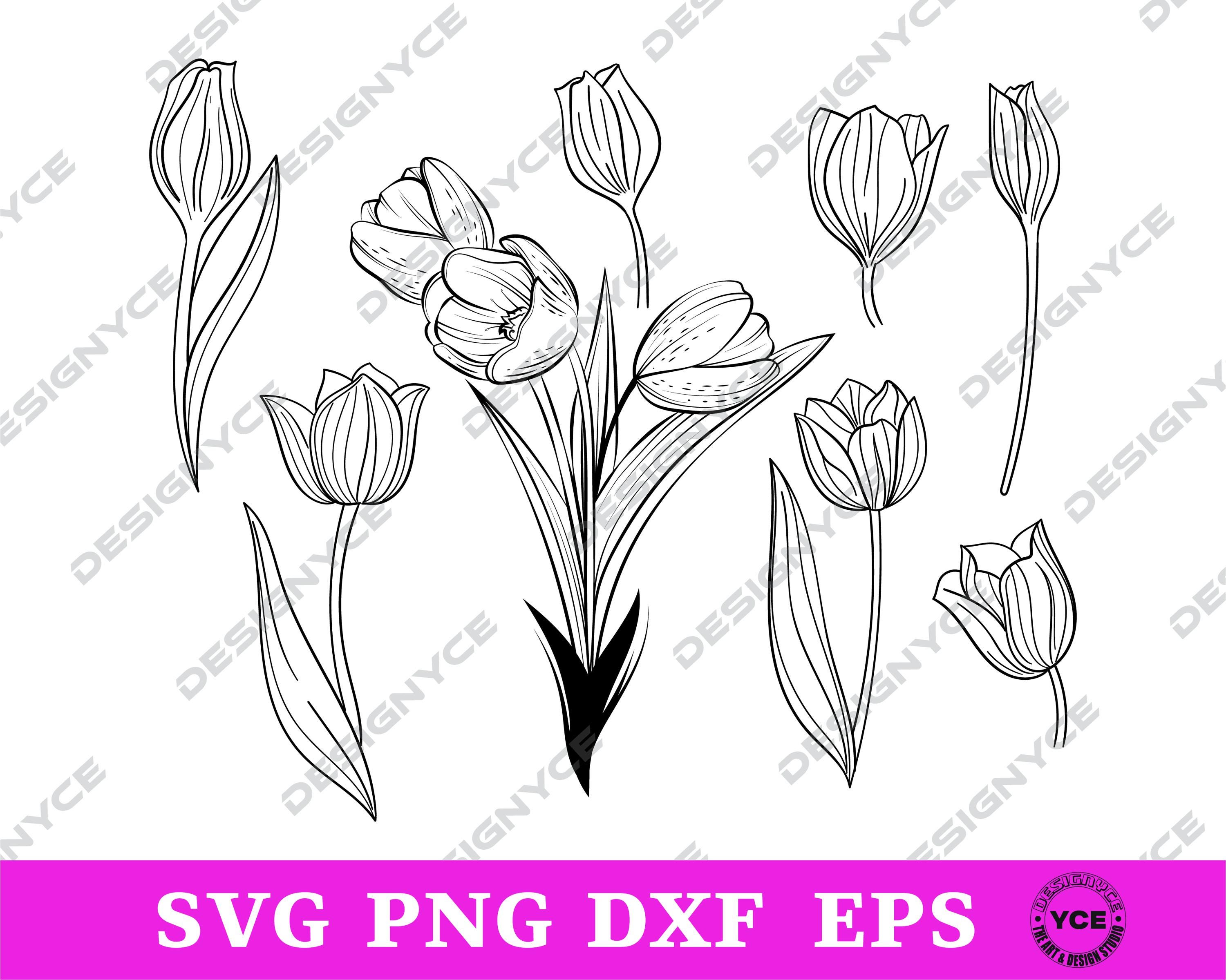 Tulip SVG, Tulip Vector, Silhouette, Cricut File, Clipart, Cuttable ...