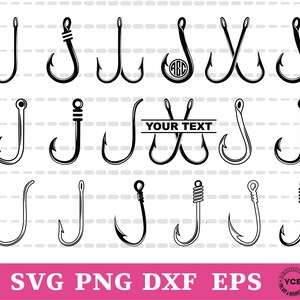 Fish Hooks SVG, Fish Hooks Vector, Fish Hooks PNG, Silhouette, Cricut ...