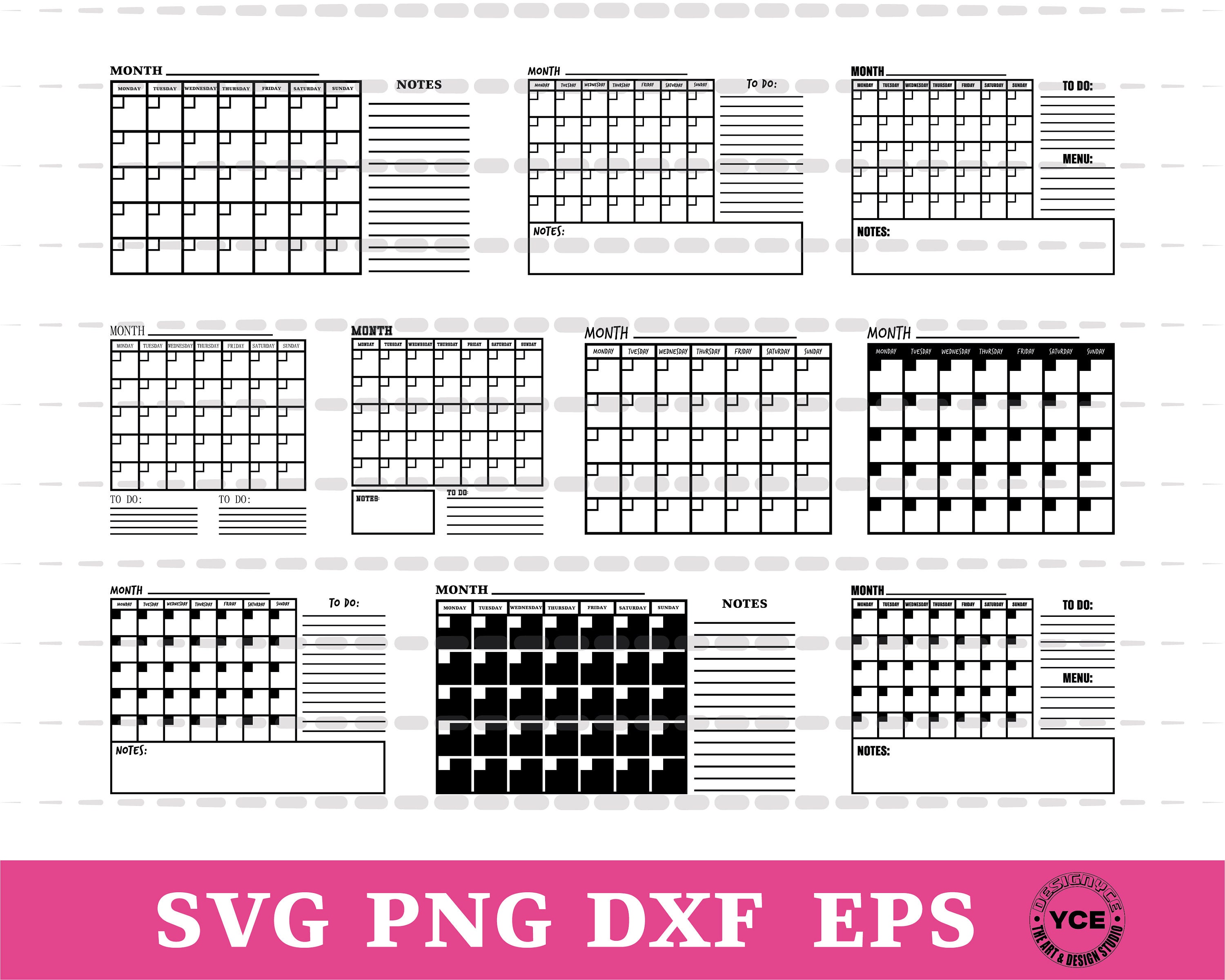 Calendar SVG, Calendar Vector, Silhouette, Cricut File, Clipart ...