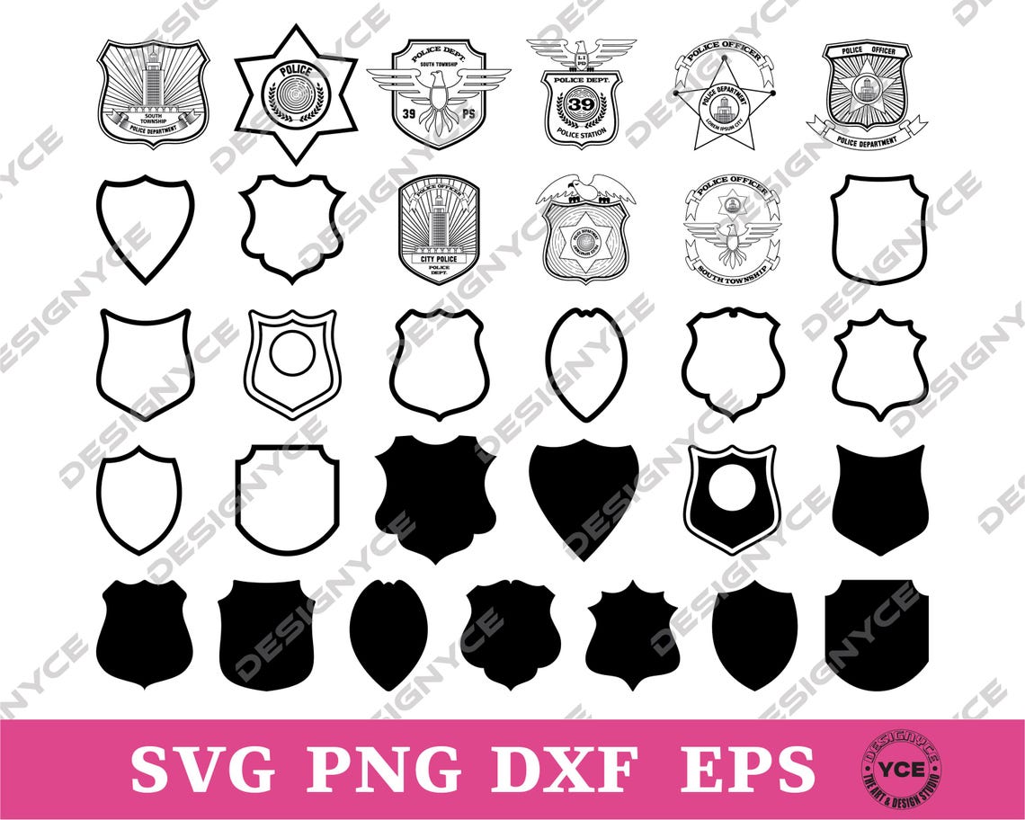 Police Badge SVG, Police Badge Vector, Silhouette, Cricut File, Clipart ...