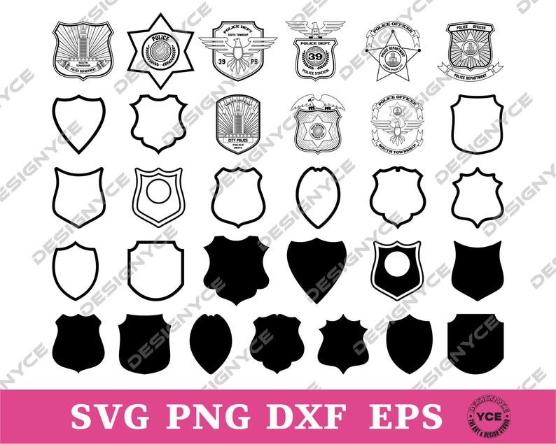 Police Badge SVG, Police Badge Vector, Silhouette, Cricut File, Clipart ...