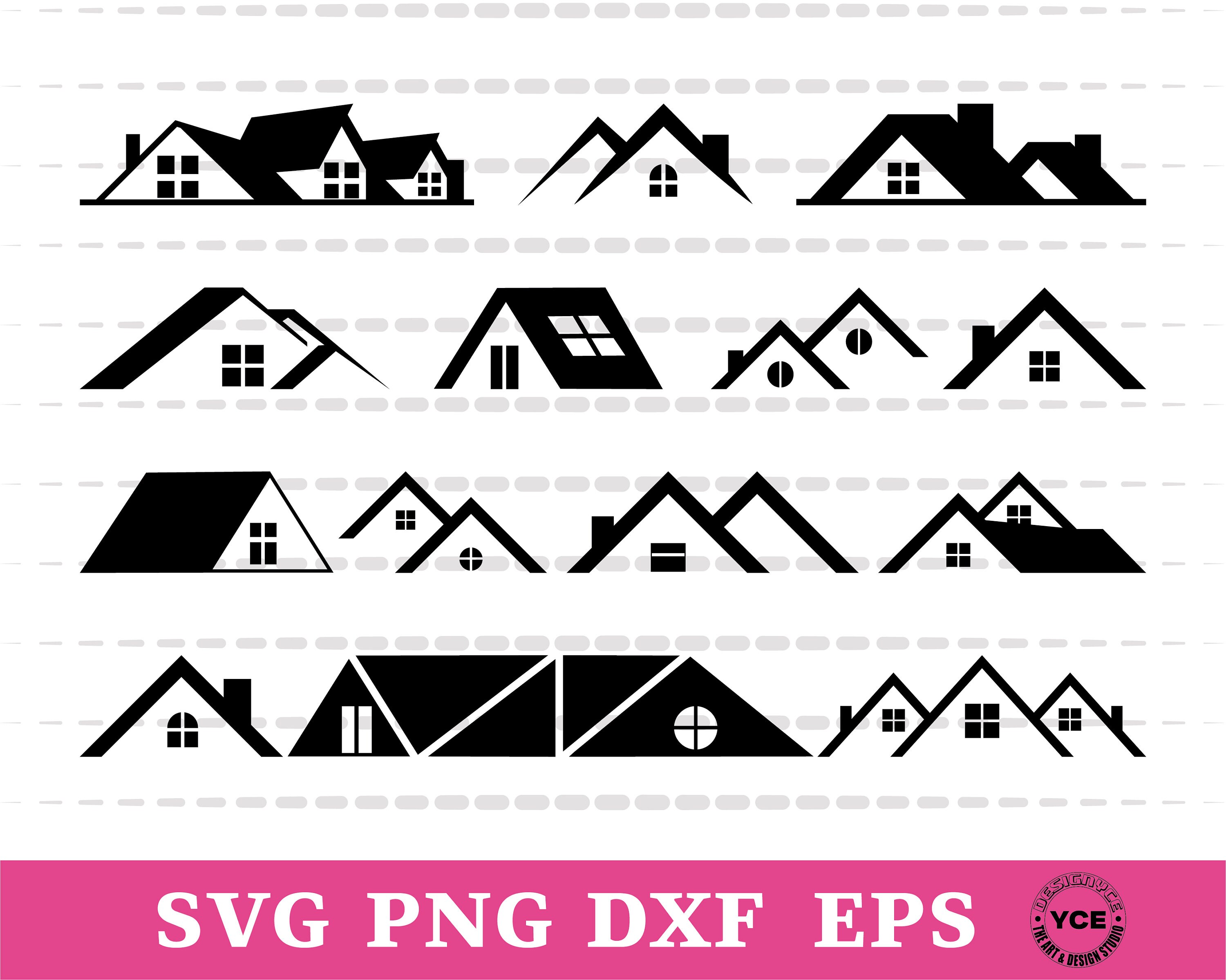 House Roof SVG, House Roof Vector, Silhouette, Cricut File, Clipart ...