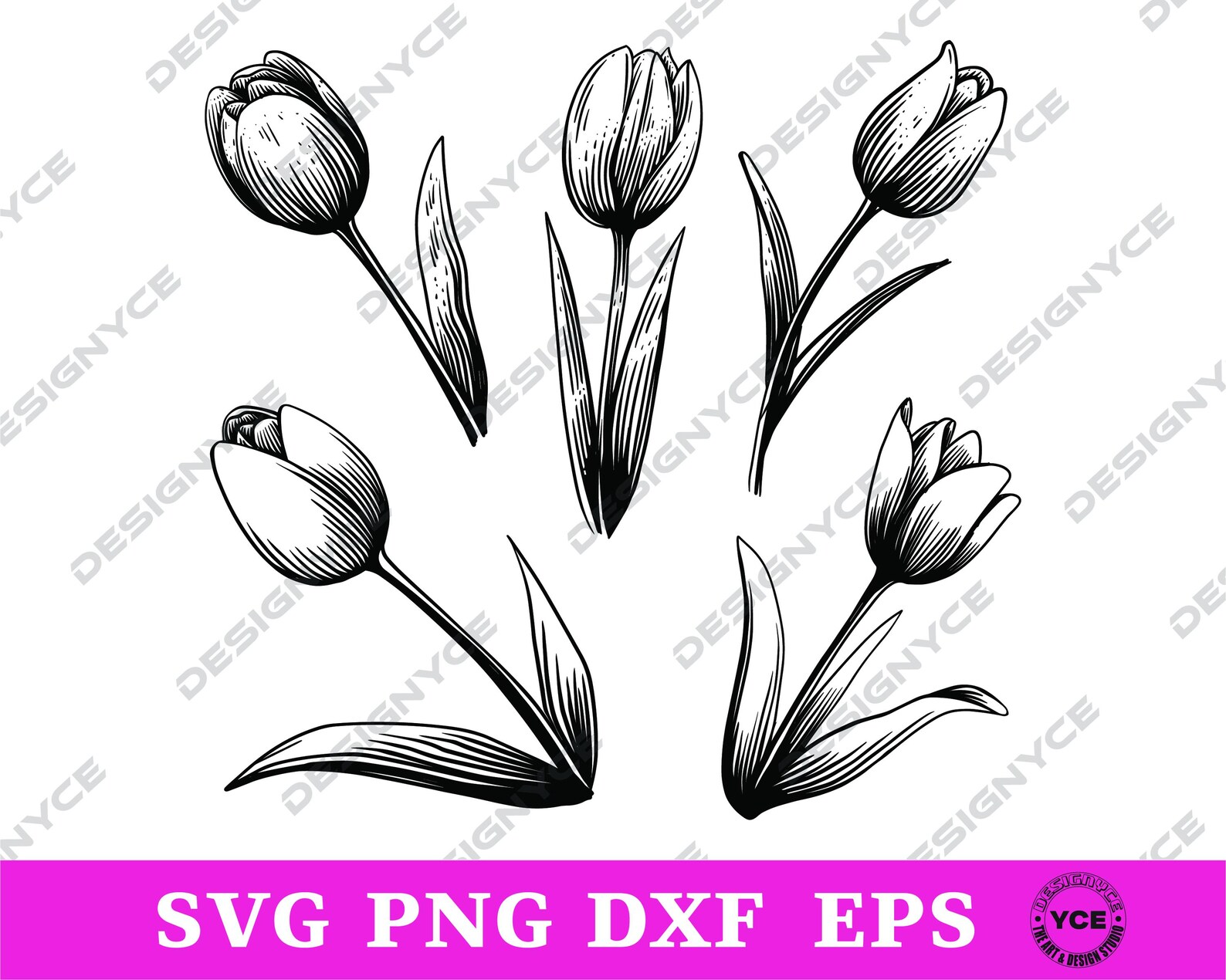Tulip SVG, Tulip Vector, Silhouette, Cricut File, Clipart, Cuttable ...