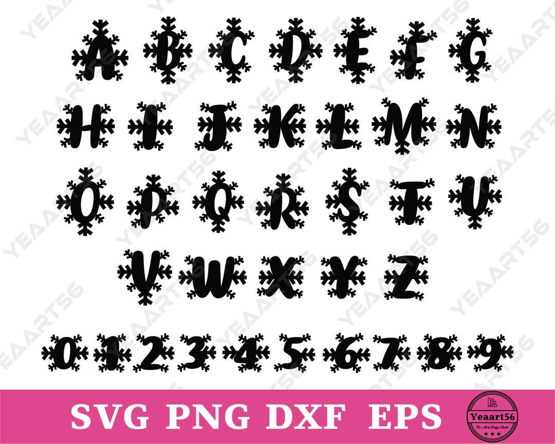 Snowflake Alphabet SVG Font | Winter Christmas Png Dxf Eps | Frozen ...