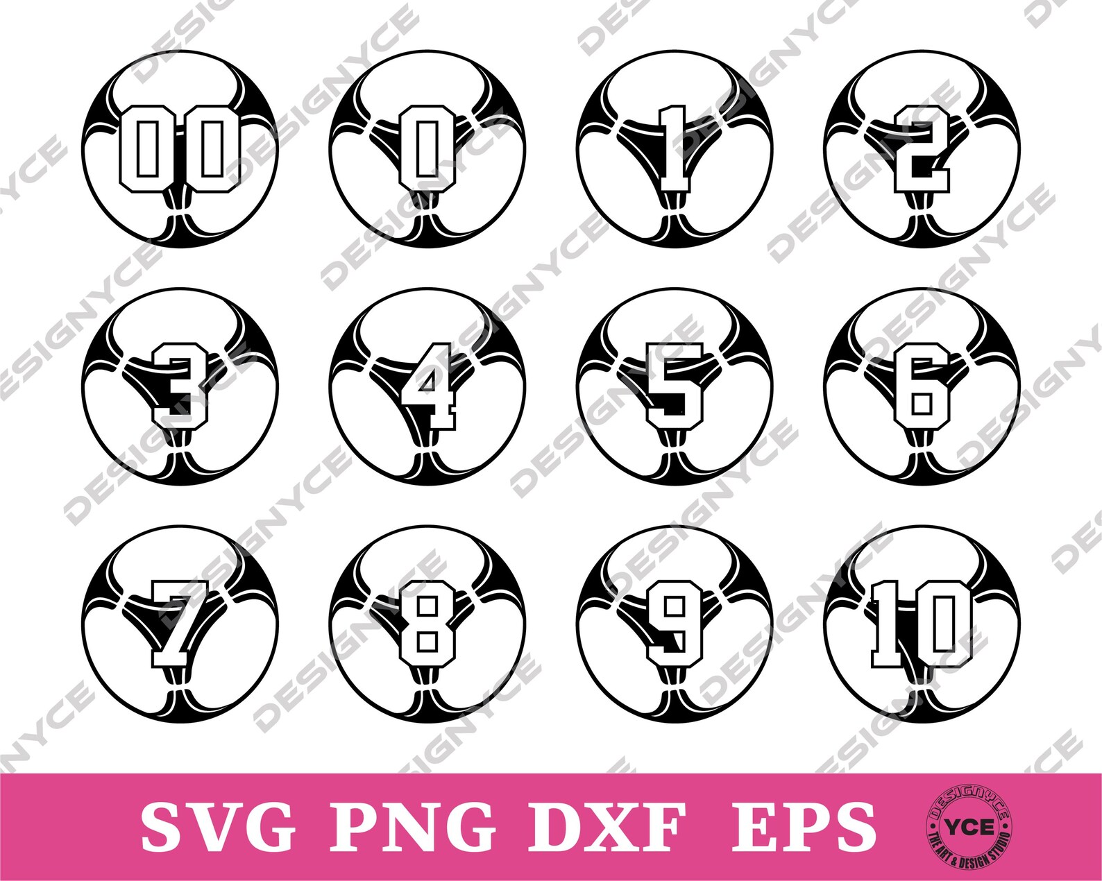 Football Numbers Font SVG, Football Numbers Font Vector, Silhouette ...