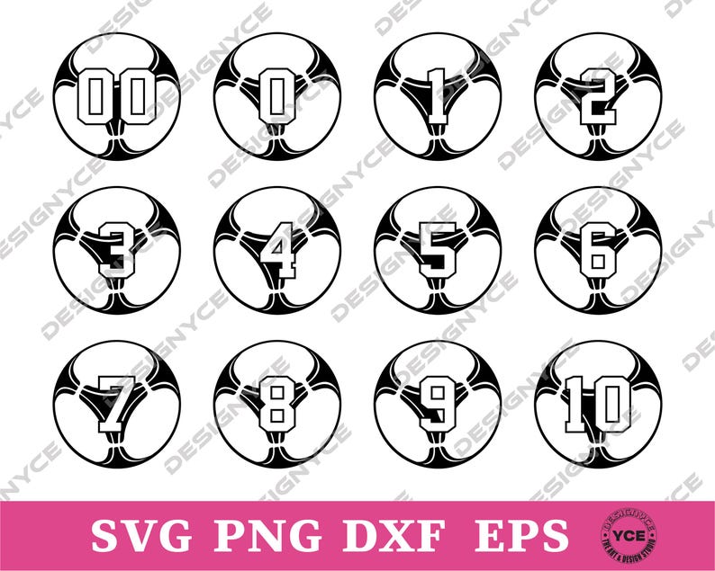 Football Numbers Font SVG, Football Numbers Font Vector, Silhouette ...