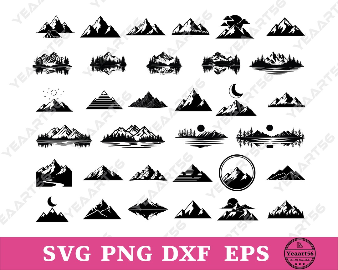 Mountain Landscape SVG Bundle: Rustic Nature Clipart (commercial Use ...