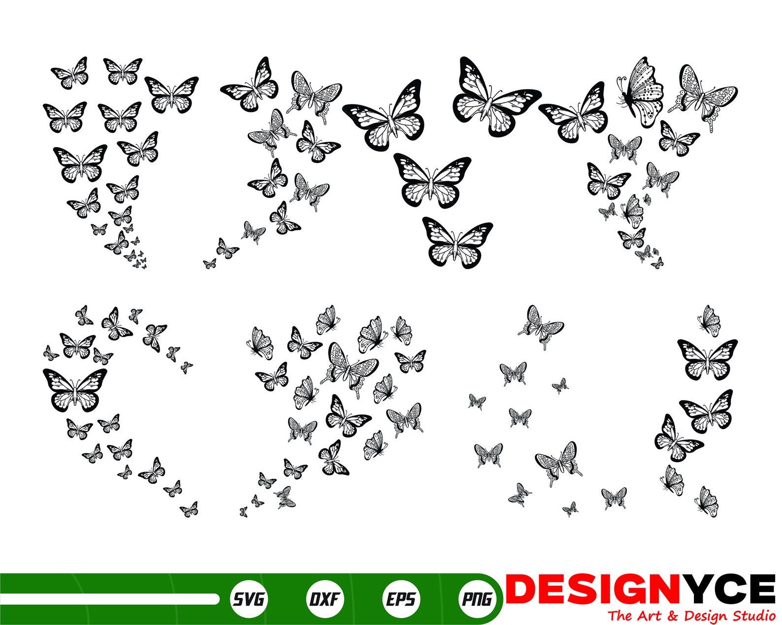 Flying Butterflies SVG, Flying Butterflies Vector, Silhouette, Cricut ...