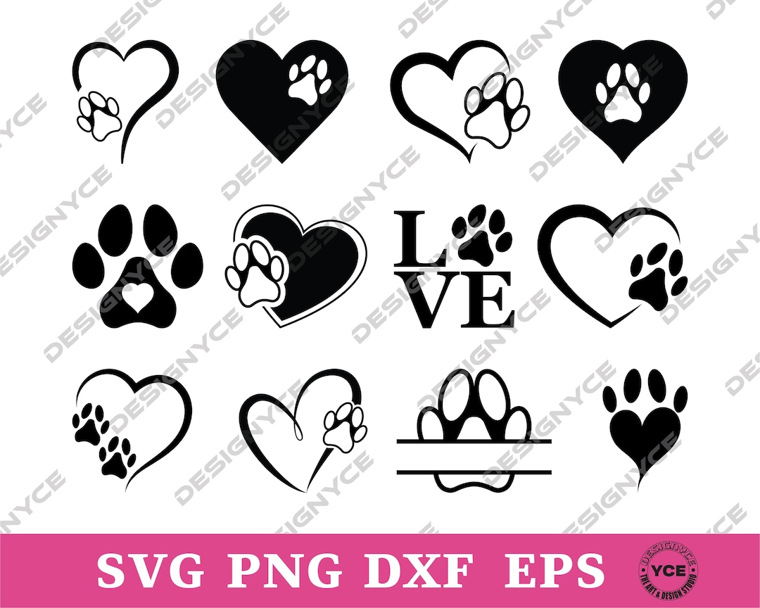 Heart Paw SVG, Heart Paw Vector, Silhouette, Cricut File, Clipart ...