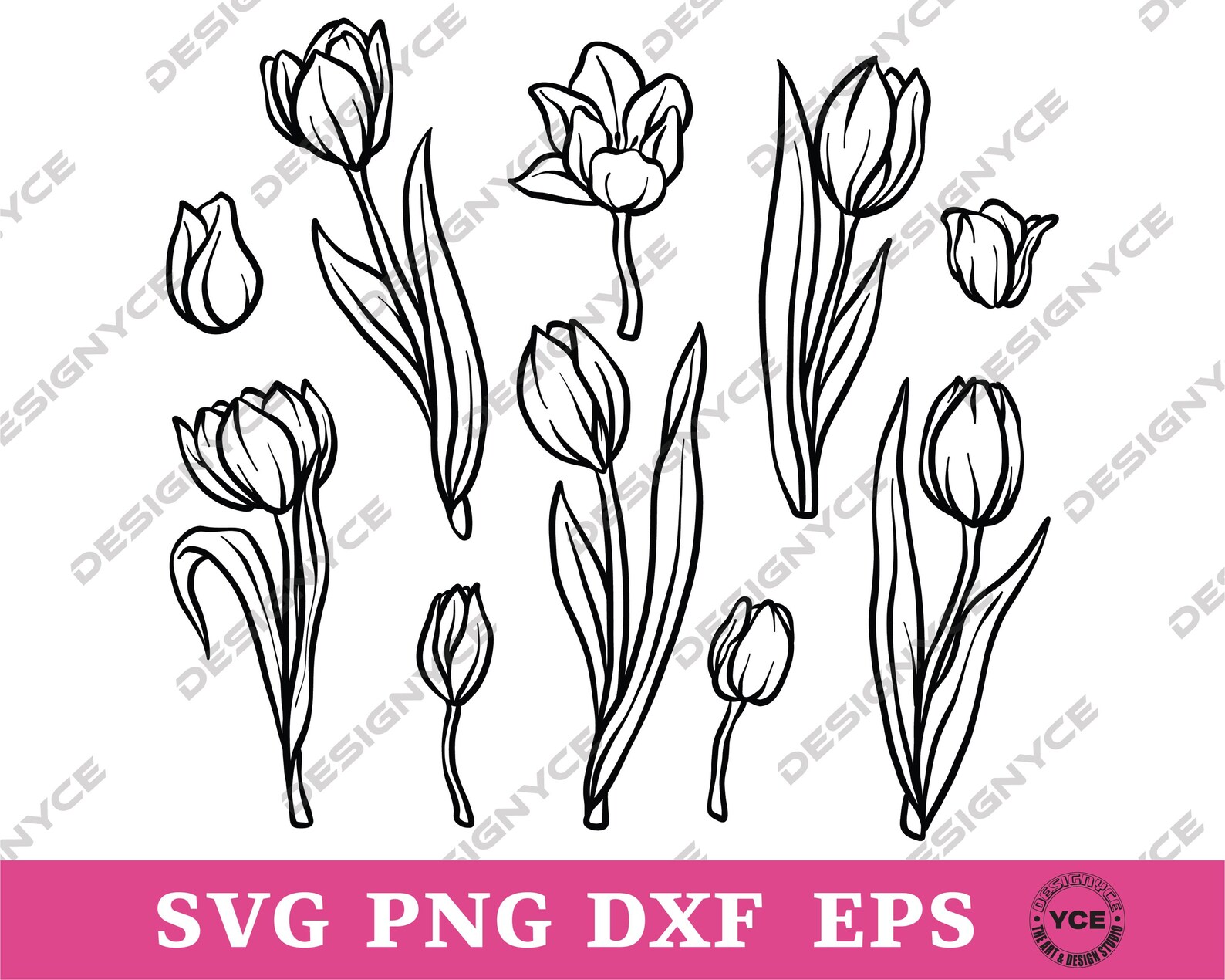 Tulip SVG, Tulip Vector, Silhouette, Cricut File, Clipart, Cuttable ...