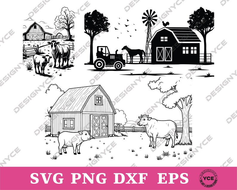 Animal Farm SVG, Animal Farm Vector, Silhouette, Cricut File, Clipart ...