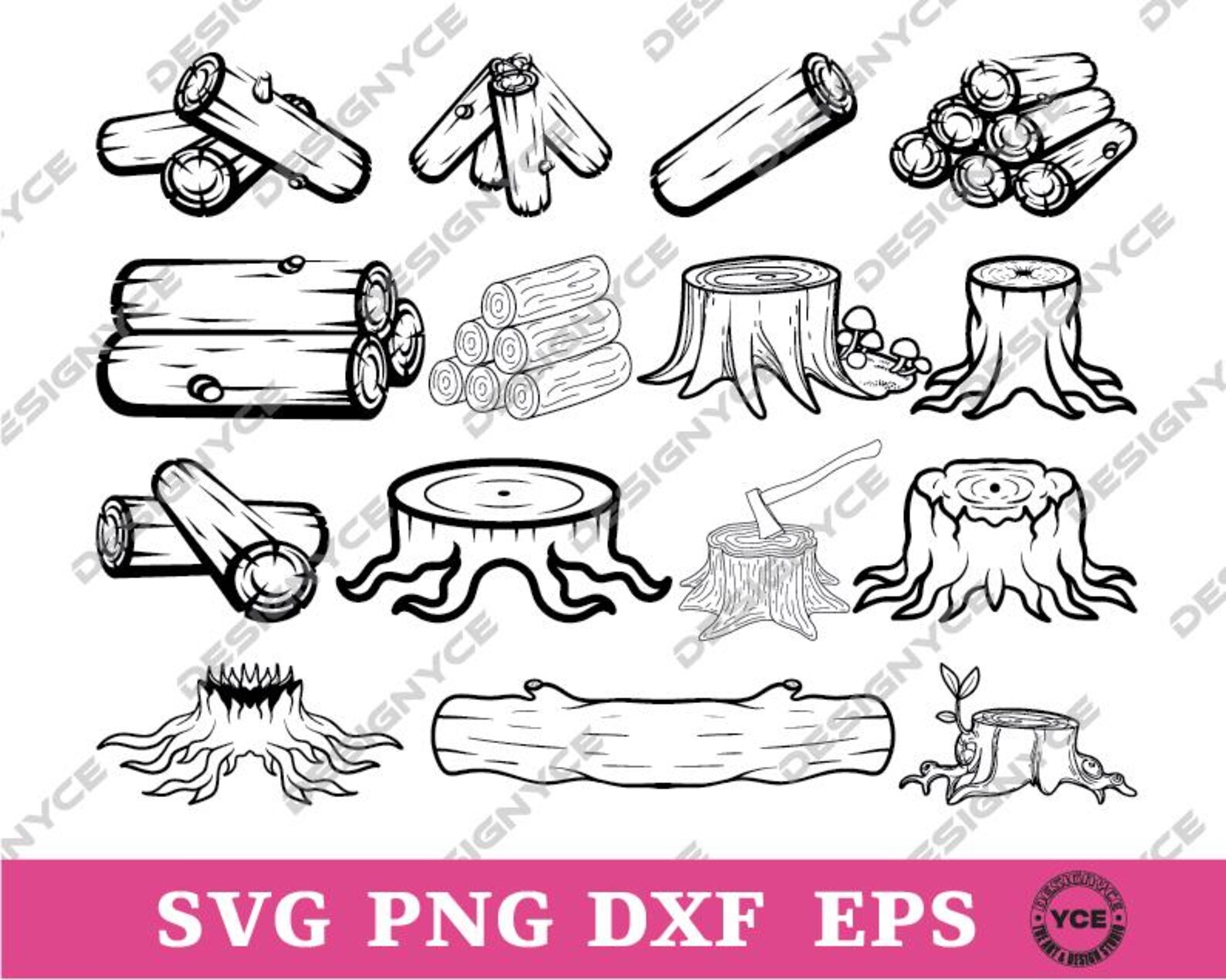 Wood Log Outline SVG Vector: Cuttable Design for Cricut (digital ...