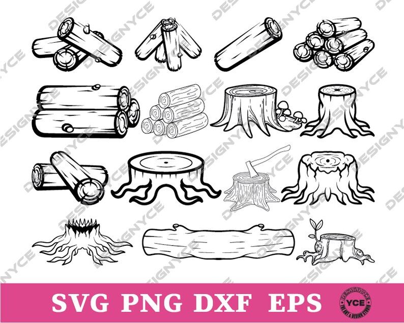 Wood Log Outline SVG, Wood Log Outline Vector, Silhouette, Cricut File ...