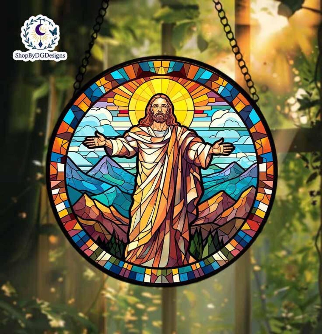 Christian Stained Glass Jesus Christ Stained Glass Suncatcher ...