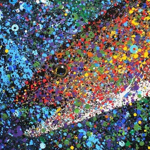 Abstract Fish Pollock Style Painting Walleye Trout Salmon 8 X 10 Most ...