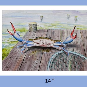 Large Size Very Angry Blue Crab Watercolor Art Print 11X14 Coastal ...
