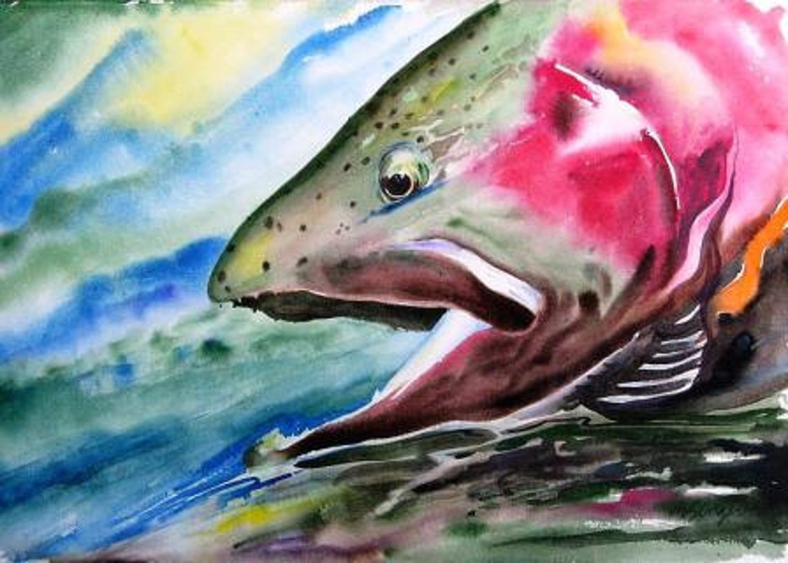 Rainbow Trout Watercolor Painting 8X10 Fish Art Print Cottage - Etsy