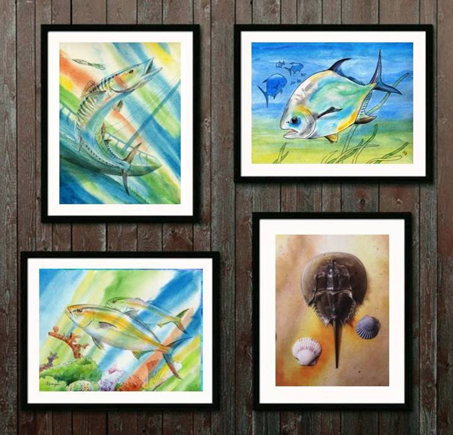 ORIGINAL Wahoo Fish Watercolor Painting Fisherman Gift Coastal Beach ...