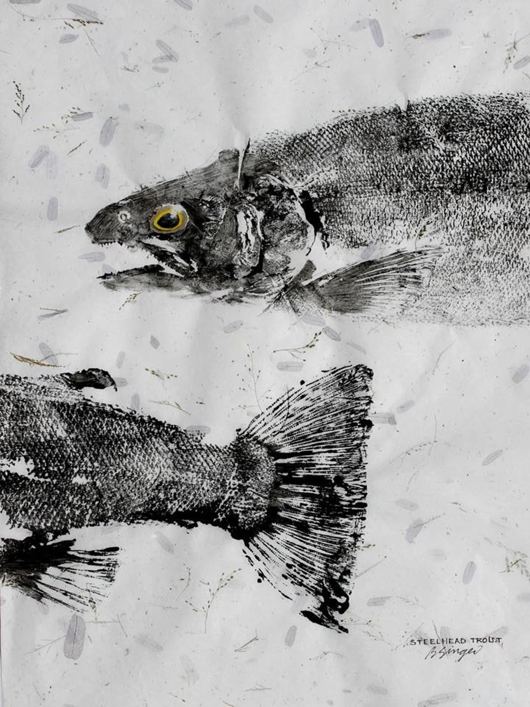 GYOTAKU Fish Rubbing Steelhead Trout Head and Tail 8.5 X 11 Quality Art ...