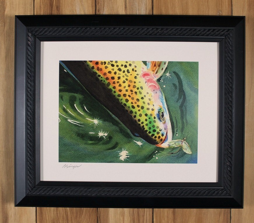 Rainbow Trout and Mayfly Watercolor Fish Art 8X10 Art Print - Etsy