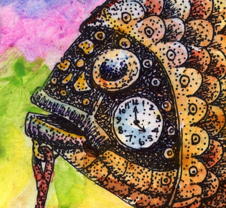 Pull Toy Fish Watercolor 8X10 Cottage Decor Funny Bluegill Art Print ...